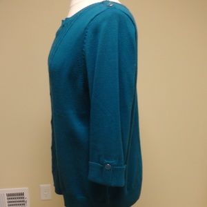 Studio Works | Sweaters | Teal Sweater 34 Sleeves Button Detail ...